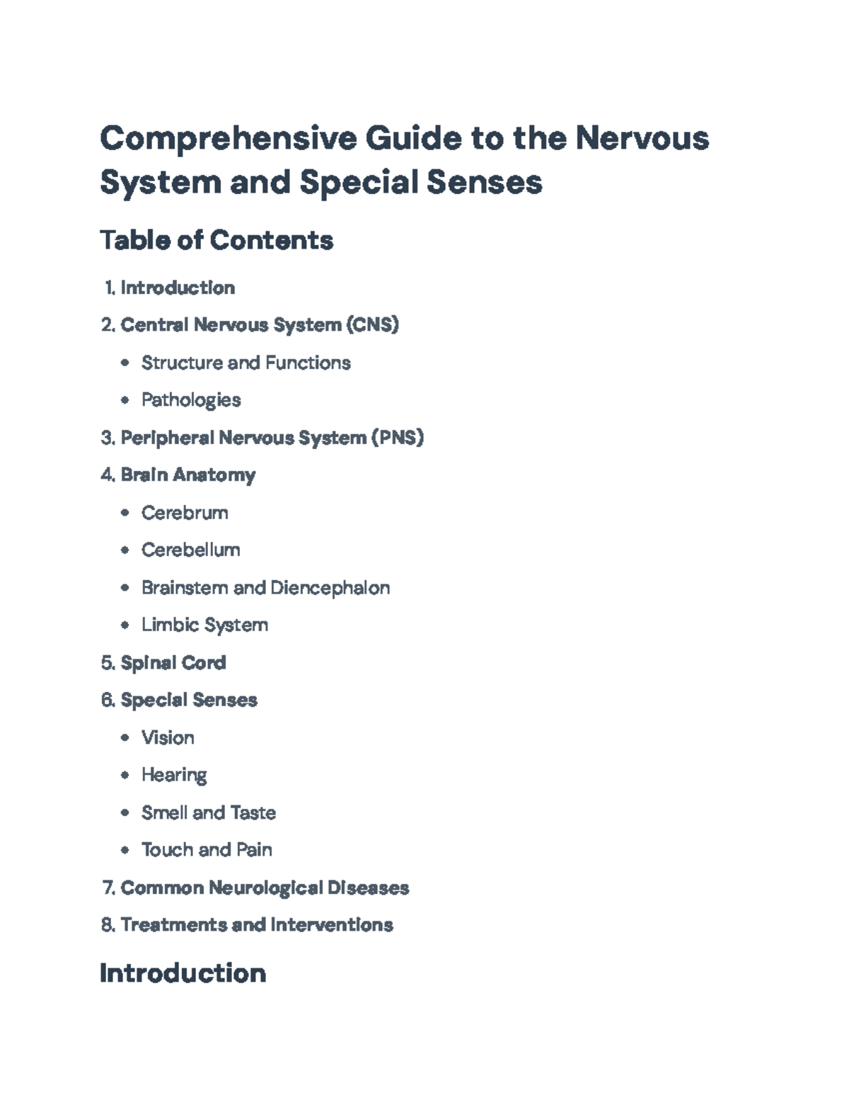 Comprehensive Guide to the Nervous System and Special Senses - It is ...