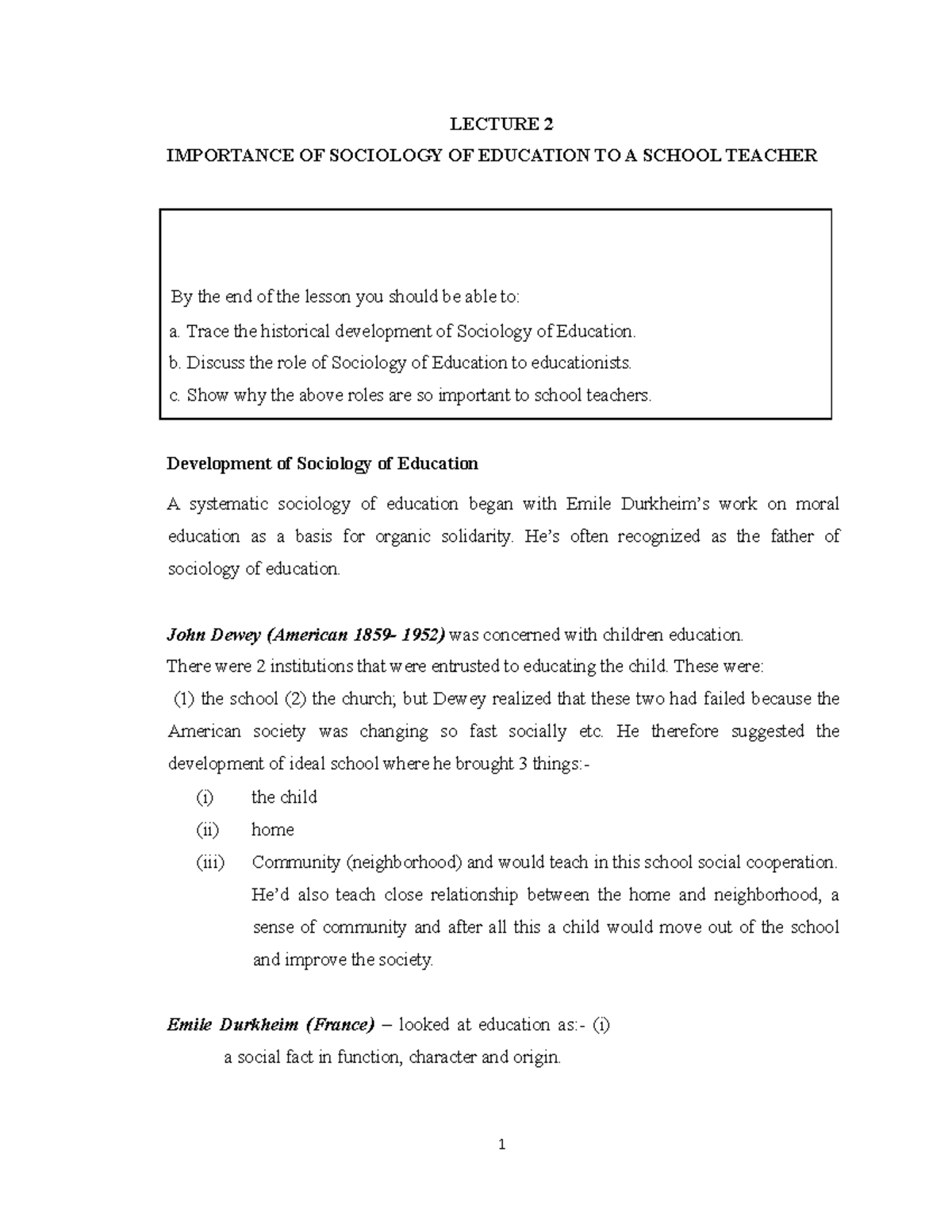 Sociology of Education: Its Significance for School Teachers - LECTURE ...