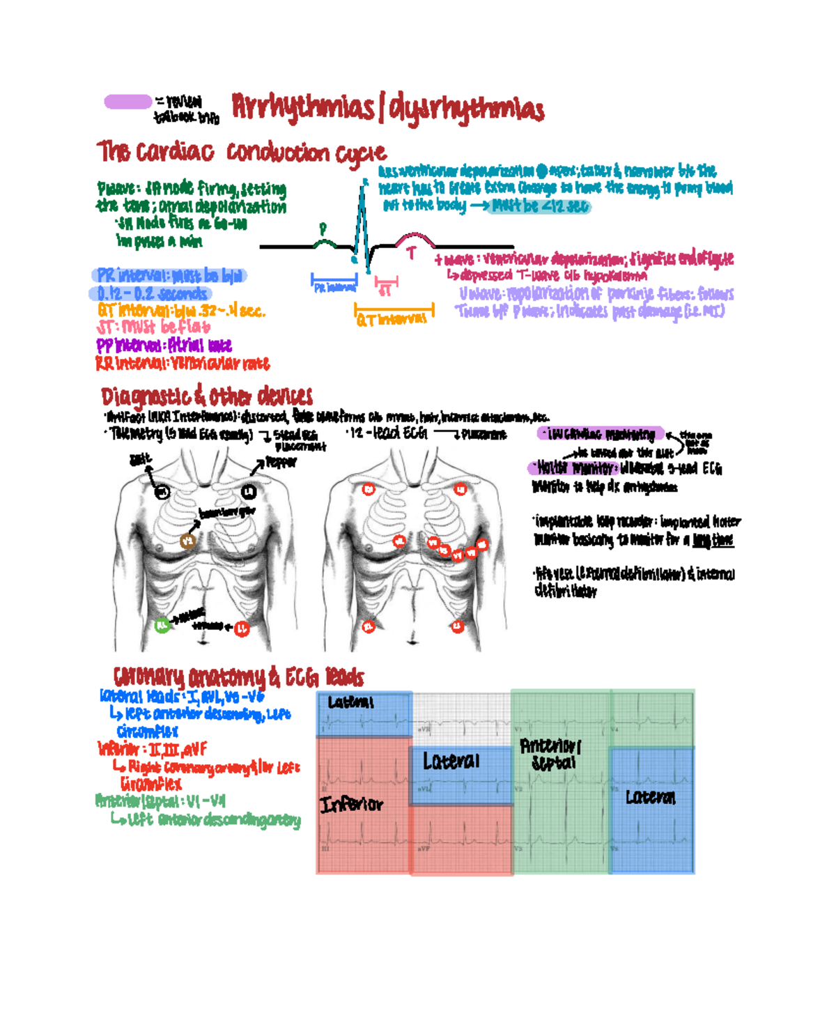 Lecture 1: EKG Placement, Arrhythmias & Heart Blocks (Course Code) - Studocu