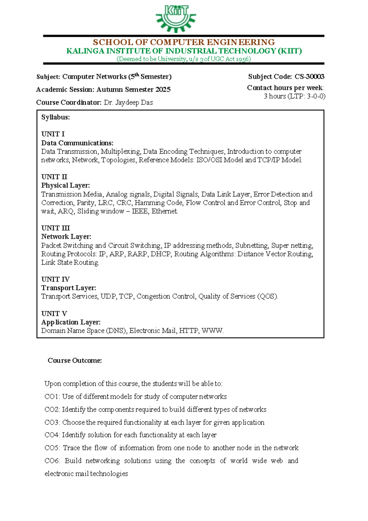 Computer Networks (CN) Handout for Autumn Semester 2025 - Studocu