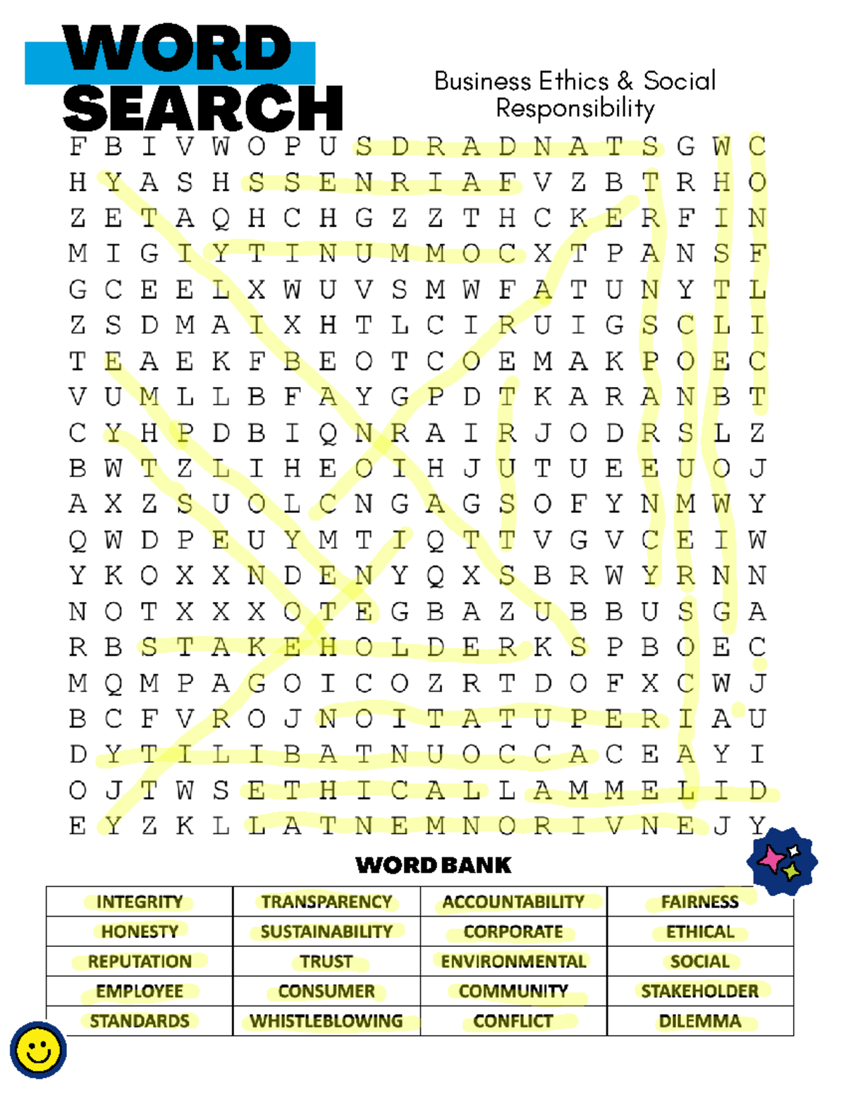 Kami Export - 1-4 WORD Search - WORD SEARCH Business Ethics & Social ...