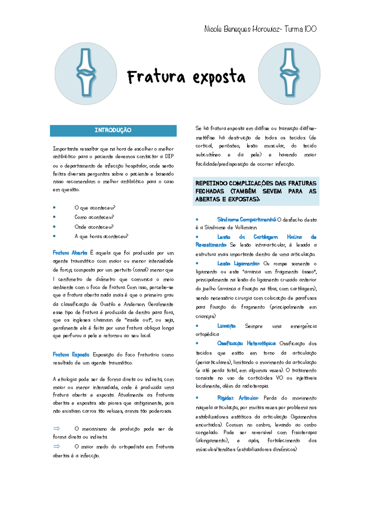Ortopedia: Fratura Exposta e Classificação de Gustilo e Anderson - Studocu