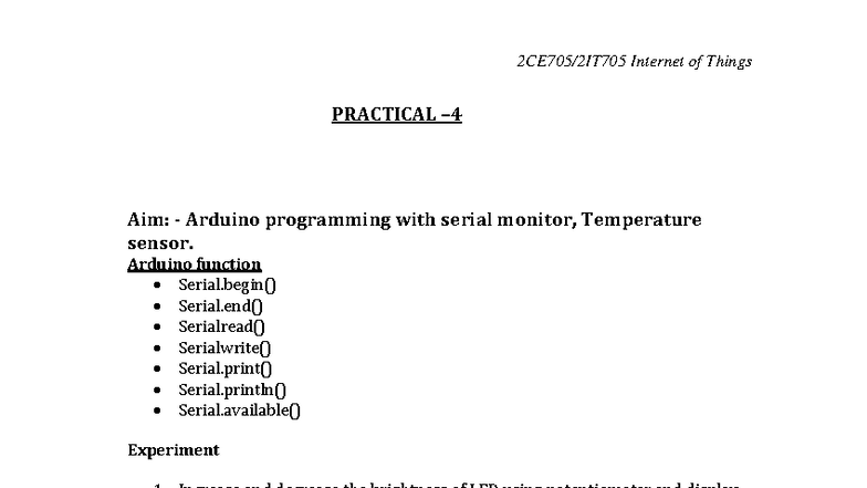 LAB4 IOT Practical: Arduino Programming with Temp Sensor & LED Control ...