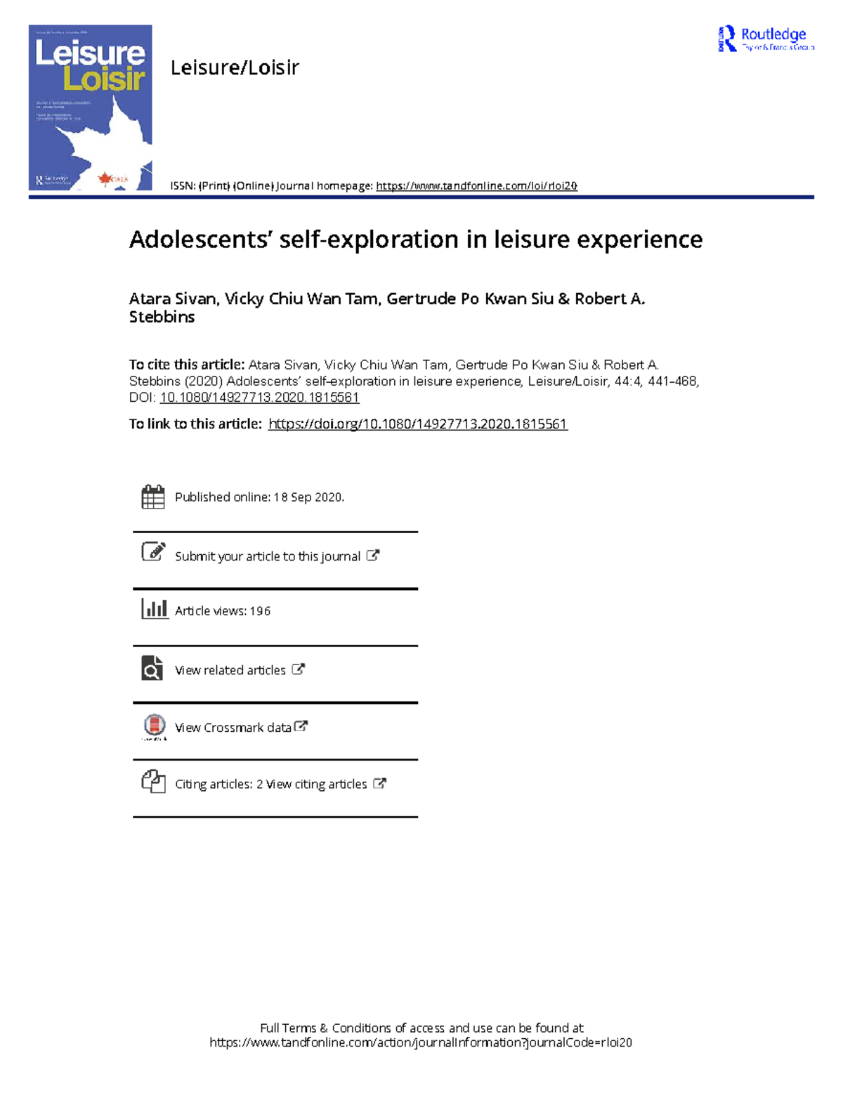 A longitudinal study on leisure experiences of Hong Kong adolescents ...