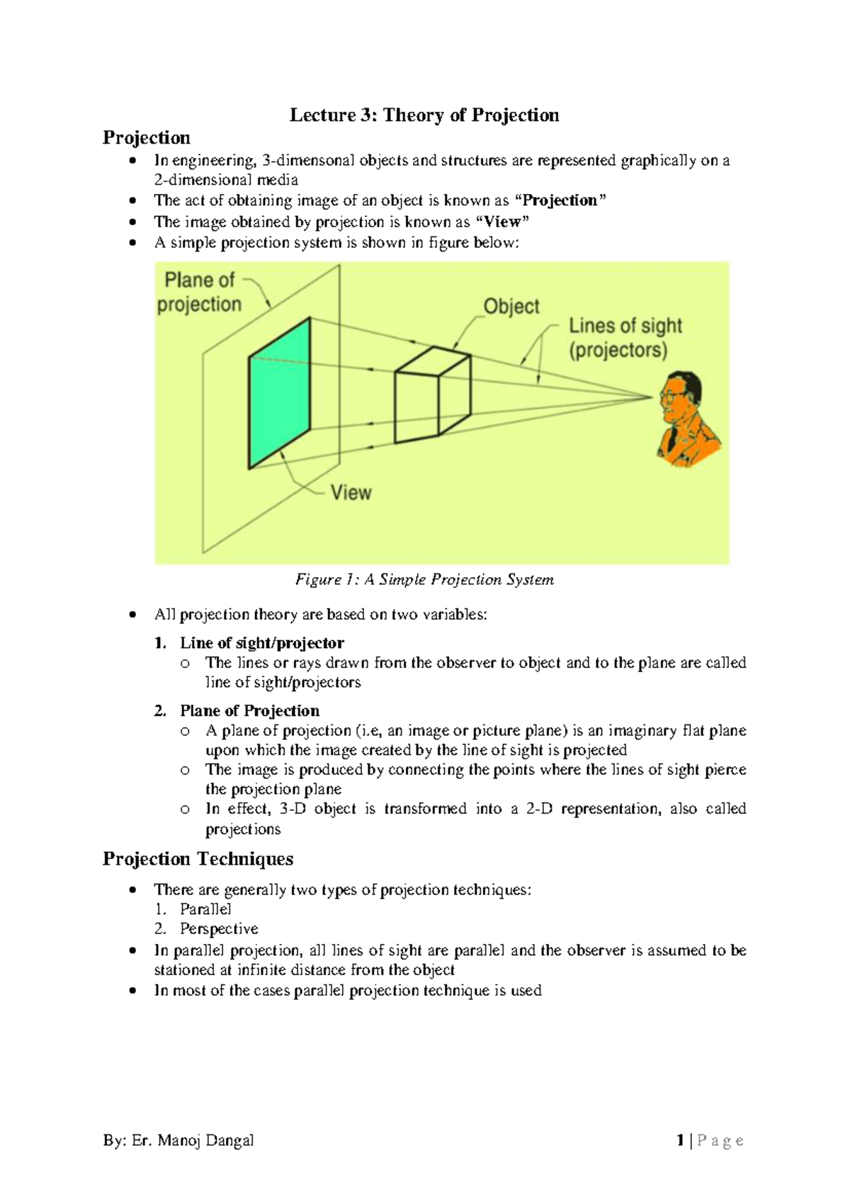 Engineering Drawing BE: Lecture 3 - Theory of Projection Techniques ...