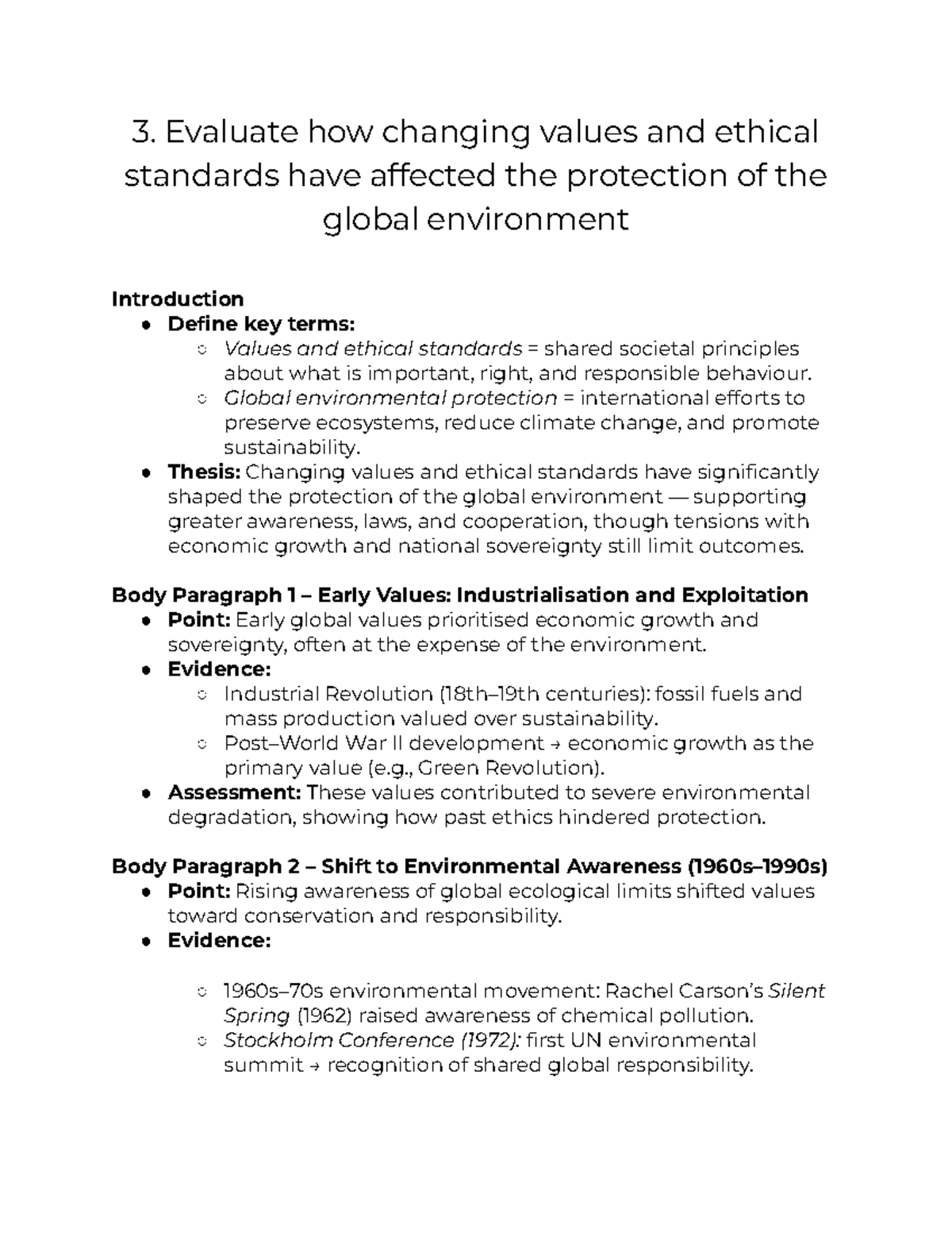 GEP 3. Evaluate the Impact of Changing Values on Global Environmental ...