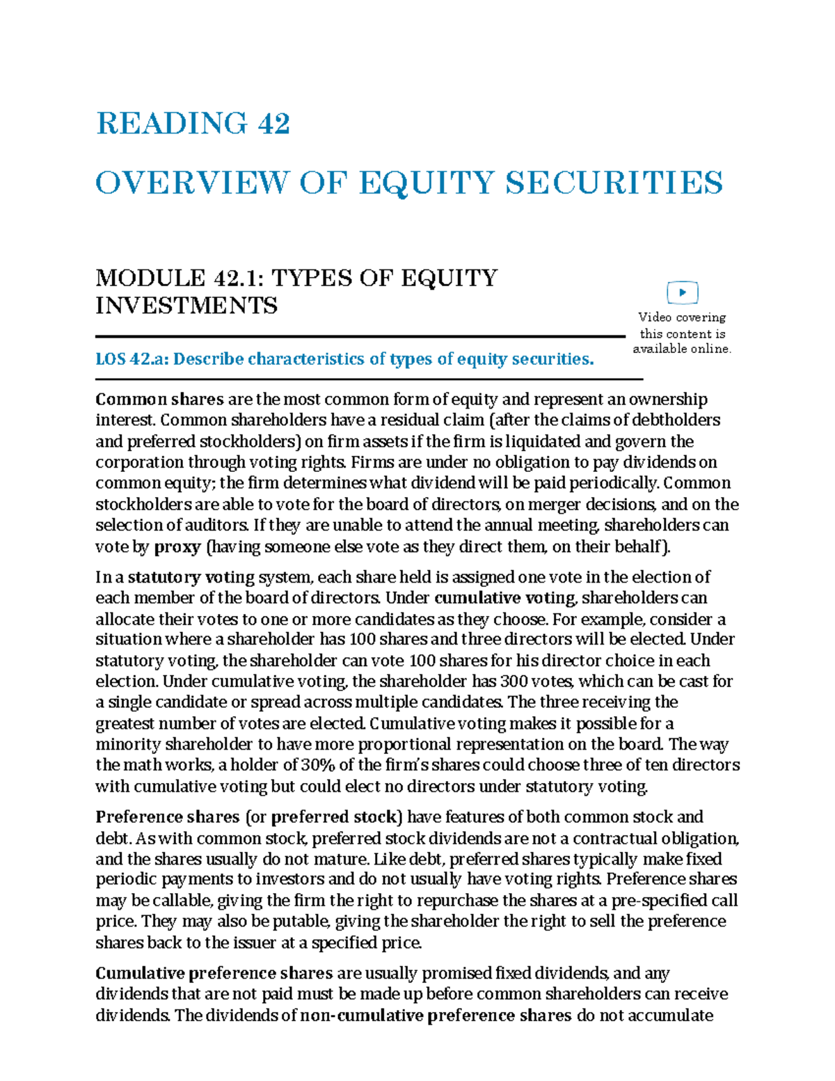 Equity Securities Overview: Types, Characteristics & Risks (RE 42 ...