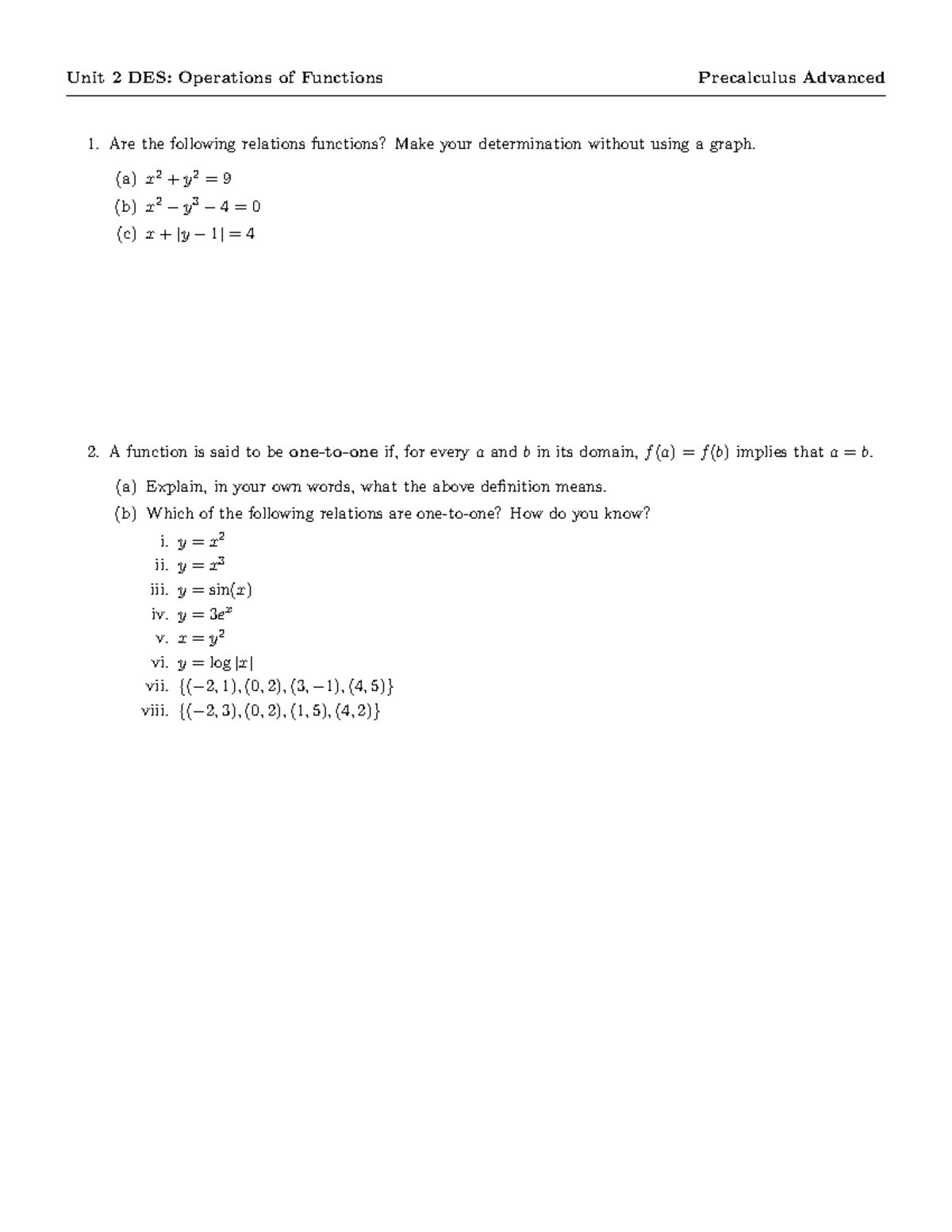 Precalculus Advanced 1 Unit 2 DES Study Guide 2024-2025 - Studocu