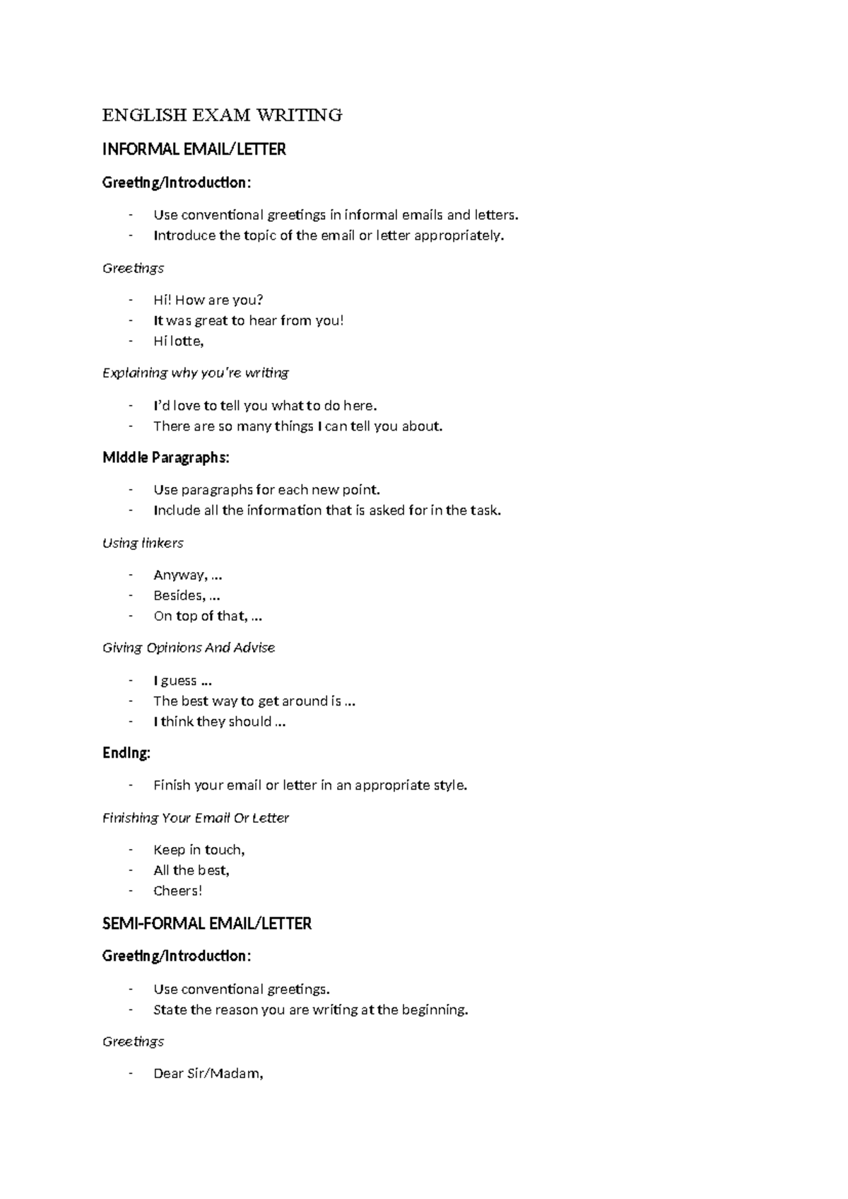 English Exam Writing Notes - Cambridge VWO 3 Preparation Guide ...