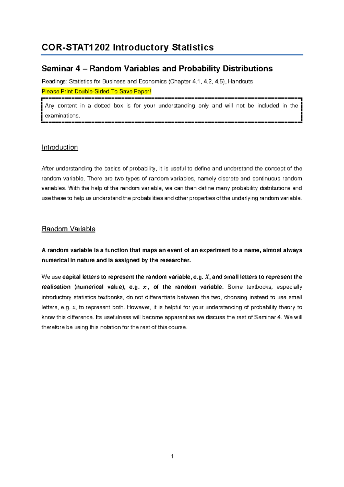 COR-STAT1202 Seminar 4: Random Variables & Probability Distributions ...
