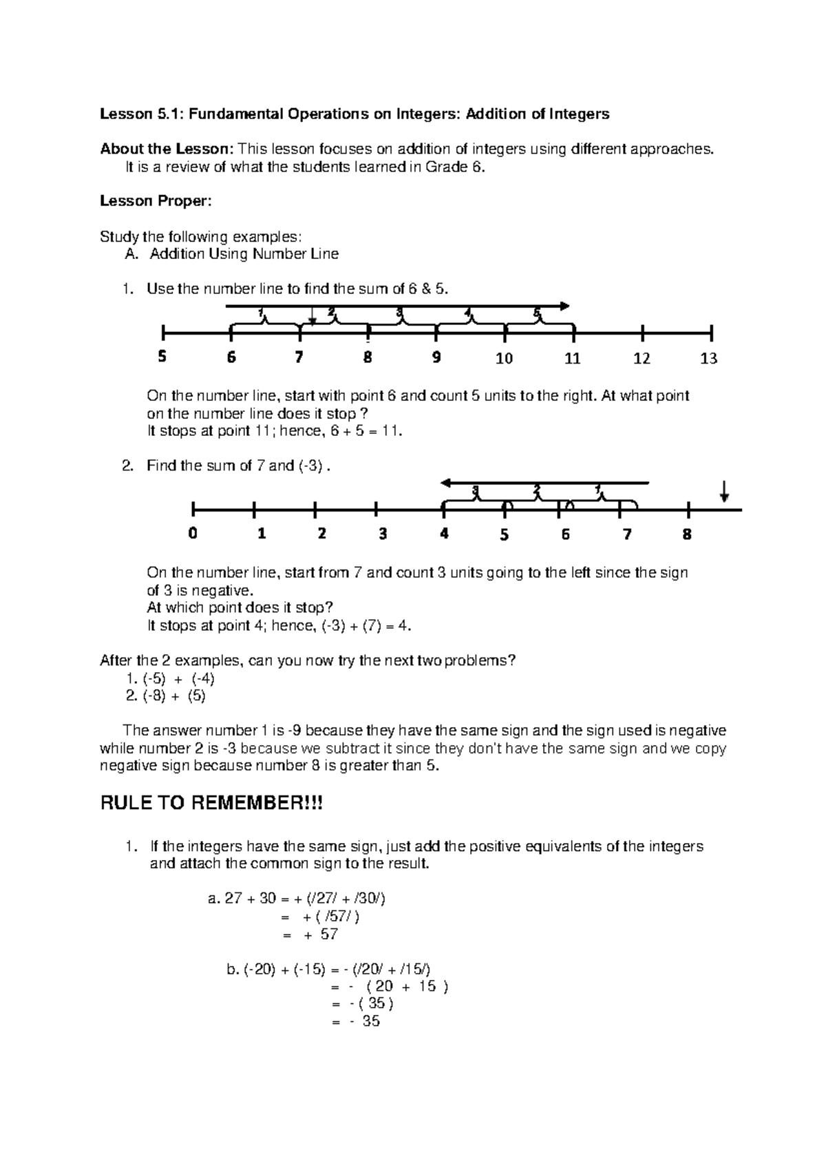 W3.2 Fundamental Operations on Integers - It is a review of what the ...