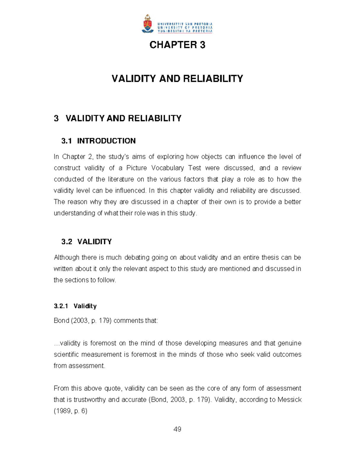 CHAPTER 3: Validity and Reliability in Research (EDU 101) - Studocu