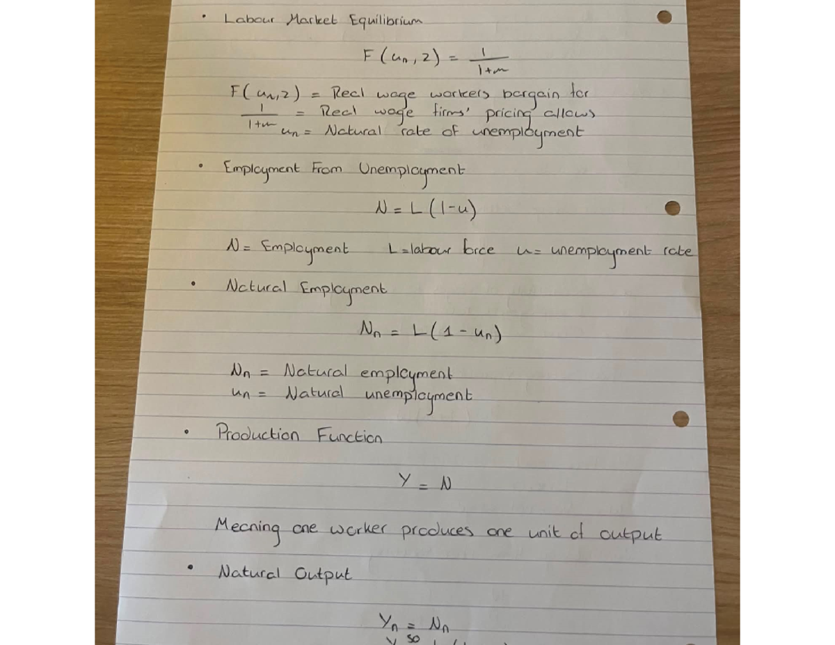 Labour Market Equilibrium Formulas - Maro3 Notes - Studocu