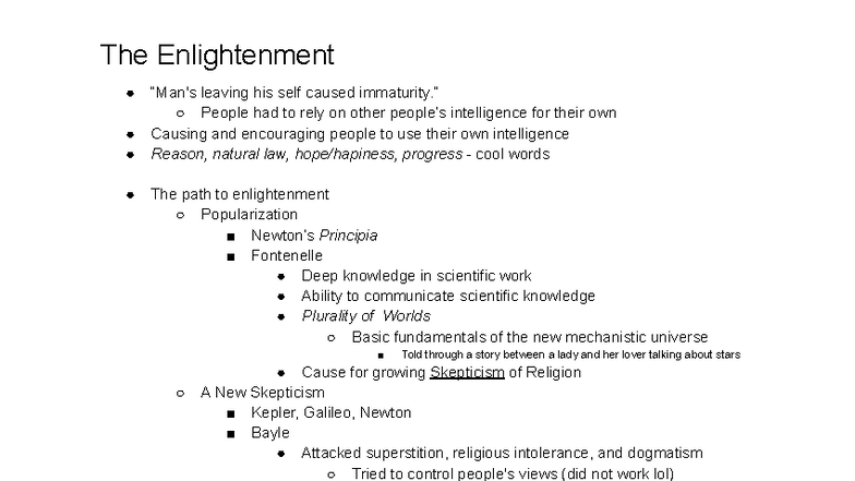 The Enlightenment: Key Ideas and Influences (HIST 101) - Studocu