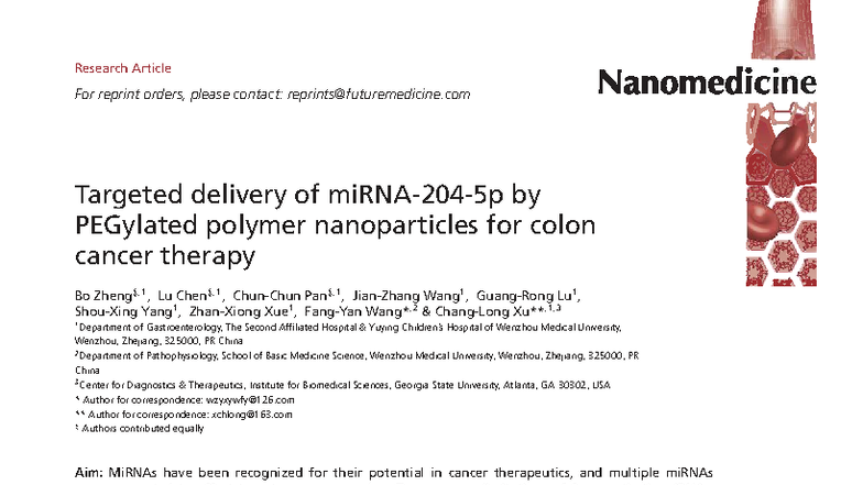 Targeted Delivery of PEGylated Polymer NPs for Colon Cancer Therapy ...