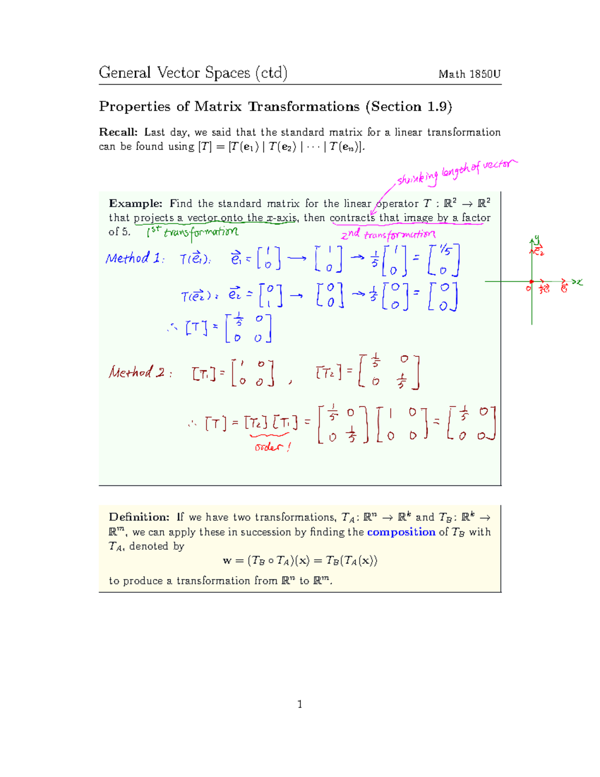 Lecture 17-posted - General Vector Spaces (ctd) Math 1850U Properties ...