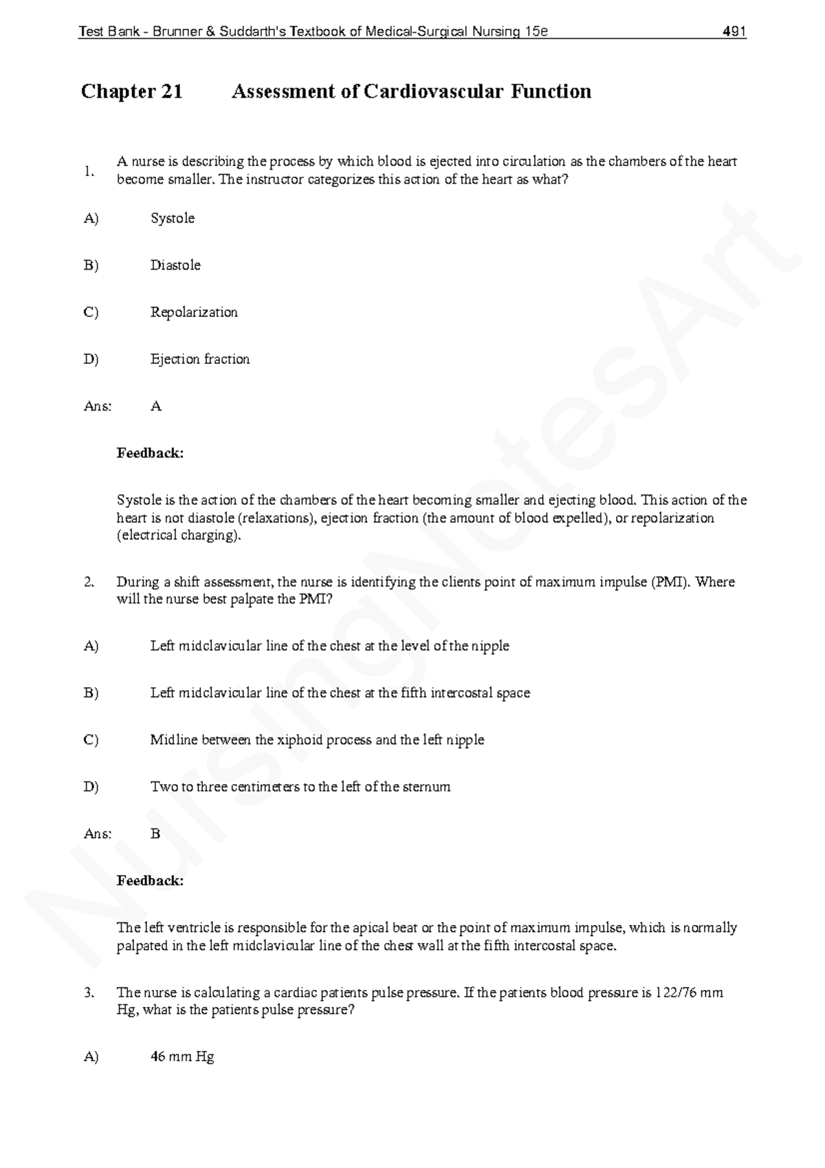 Chapter 21 - Assessment of Cardiovascular Function in Nursing - Studocu