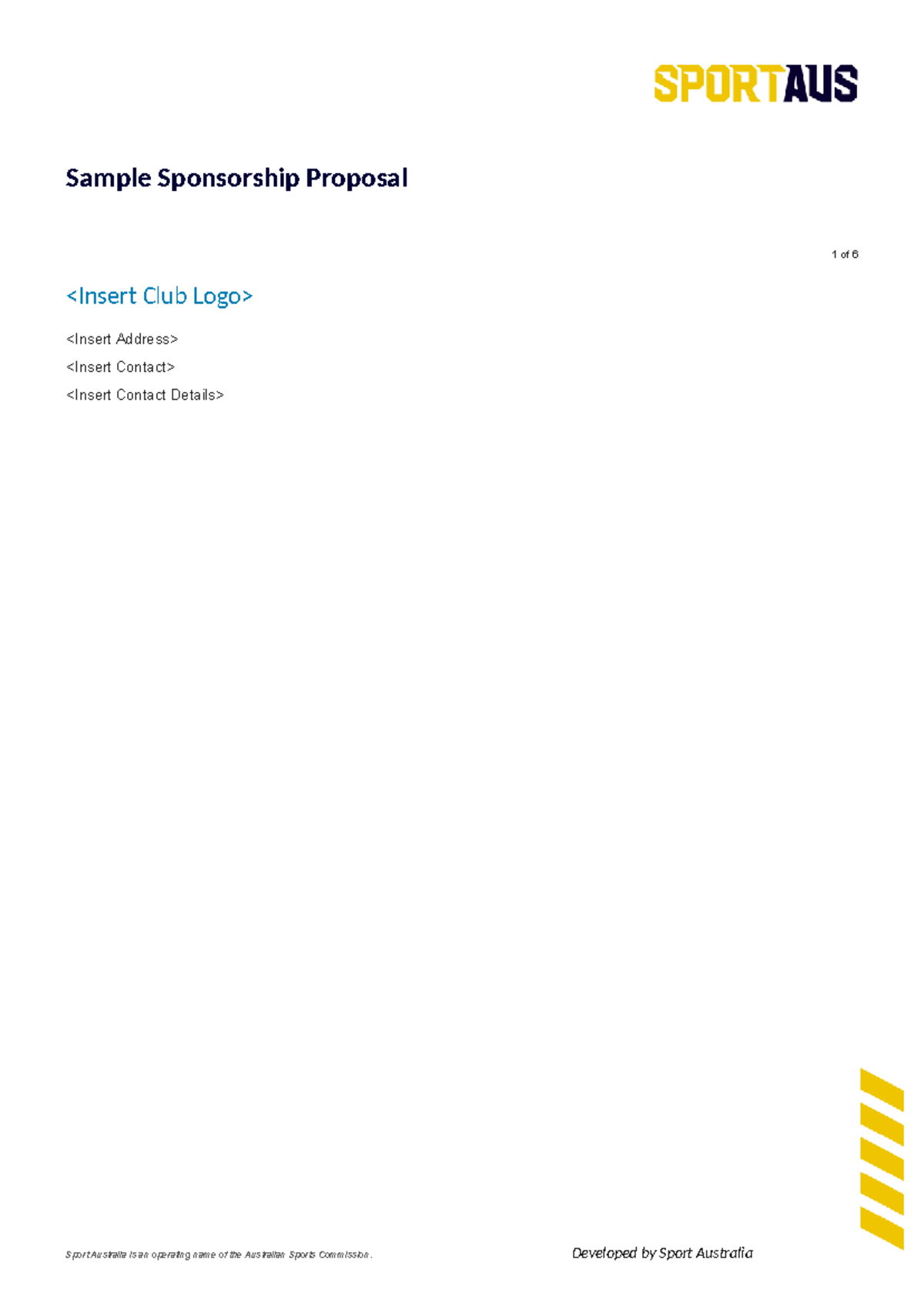 Sponsorship Proposal Template for Community Sports Clubs - Sport ...