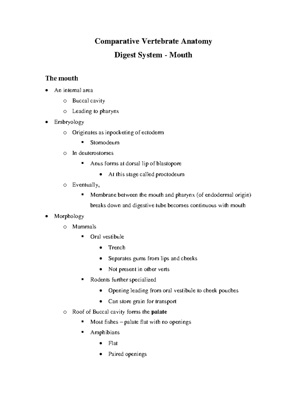 Topic 10 Digestive System 1 - Mouth and teeth - Comparative Vertebrate ...