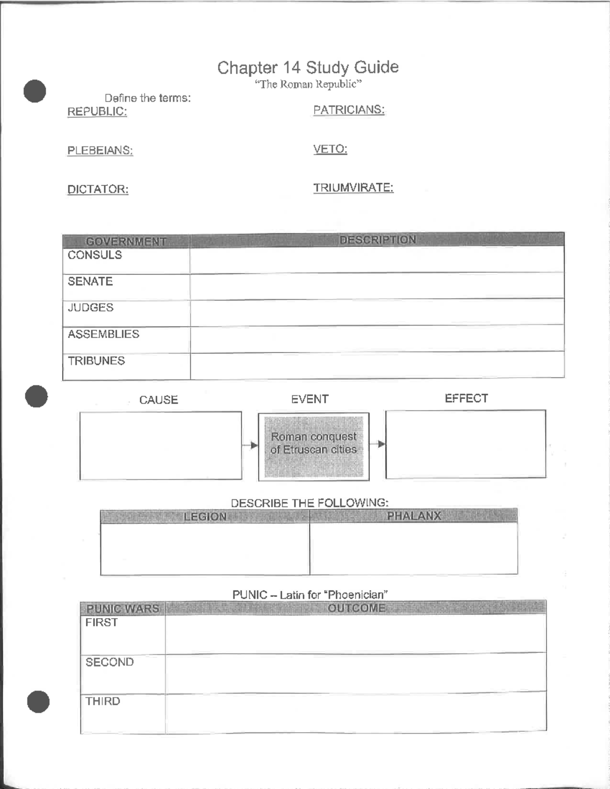 Chapter 14 Study Guide: The Roman Republic and Its Decline - Studocu