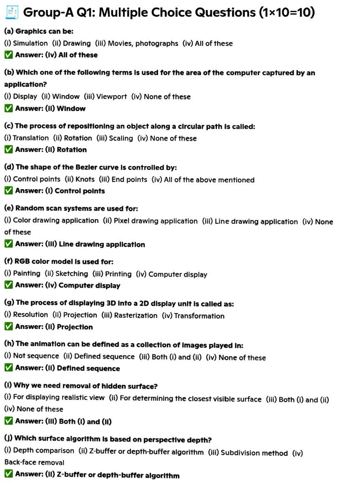 C-14 2021-24 - Computer Graphics Exam Overview and Key Concepts - Studocu