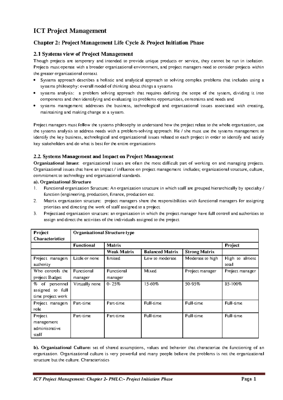 ICT Project Management: Chapter 2 - Project Life Cycle & Initiation ...
