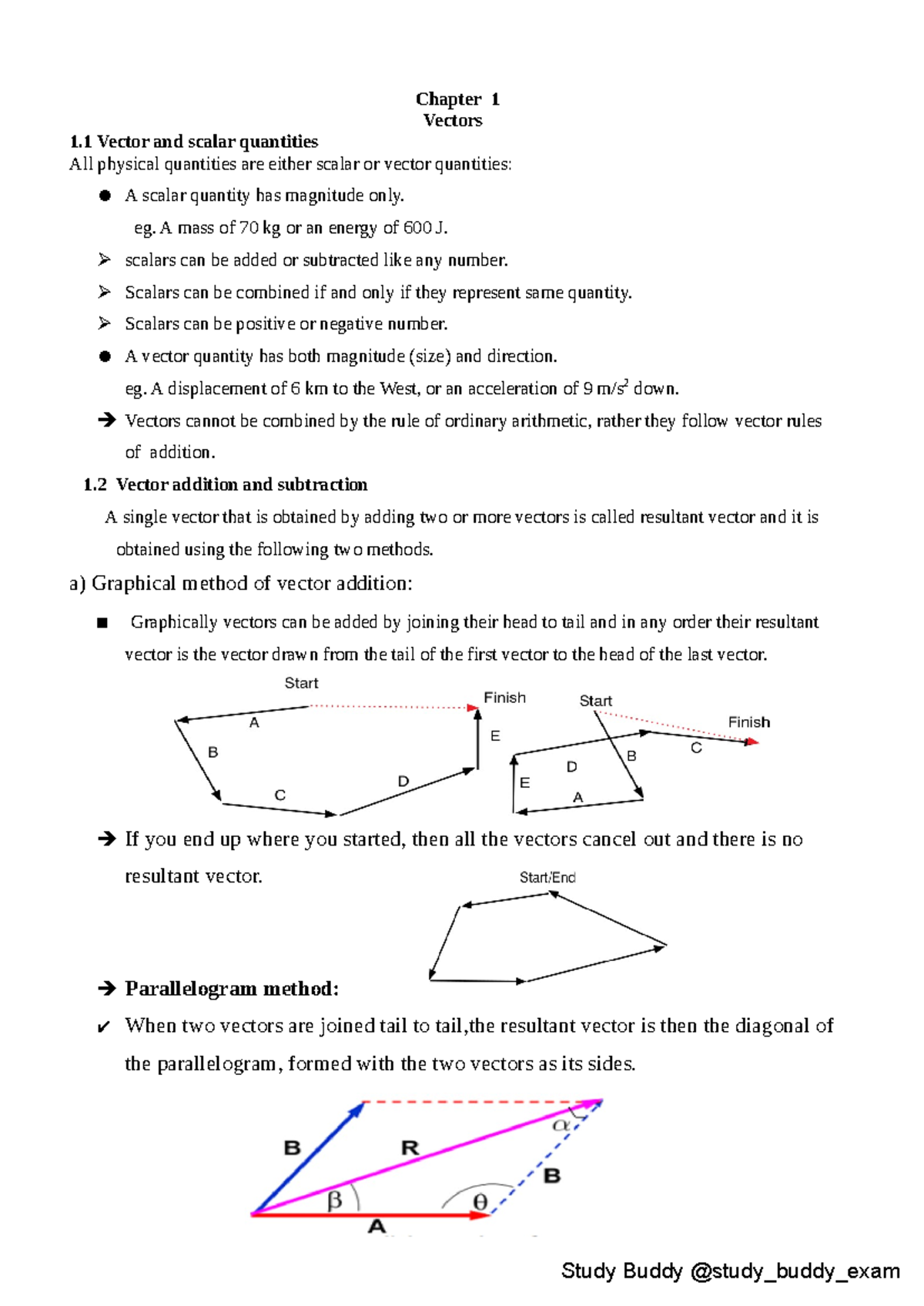 Physics Chapter One Vector Study Buddy @study buddy exam - Chapter 1 ...