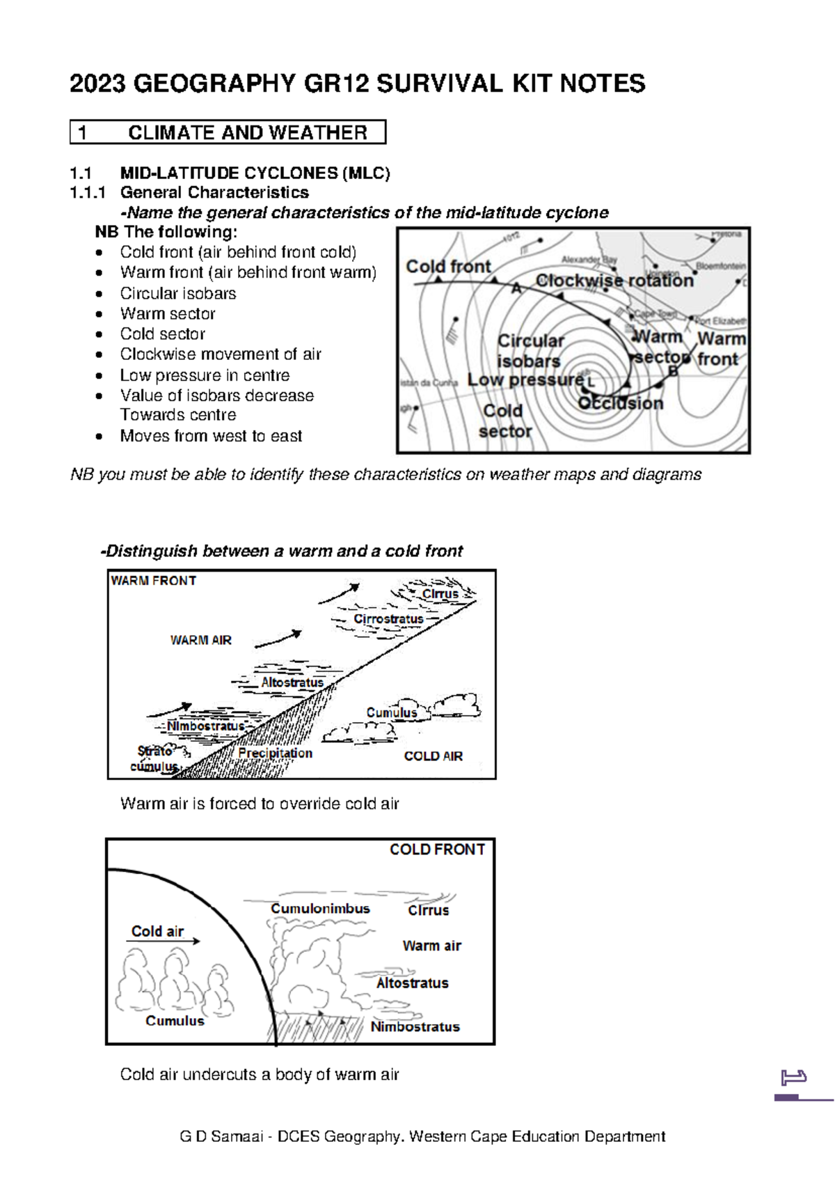 Geography Notes Survival Kit GR12 2023: Essential Insights on Climate ...