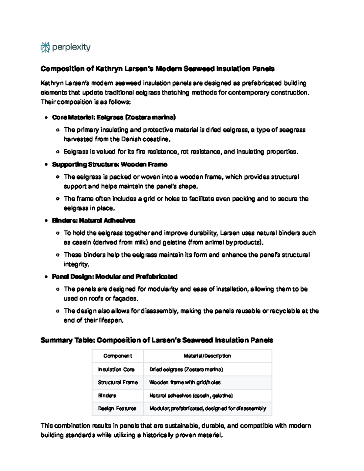 Composition of Kathryn Larsen's Modern Seaweed Insulation Panels - Studocu