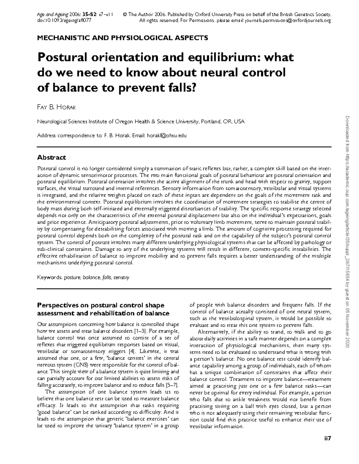 Postural Control Dynamics: Insights into Mechanisms and Balance - Studocu