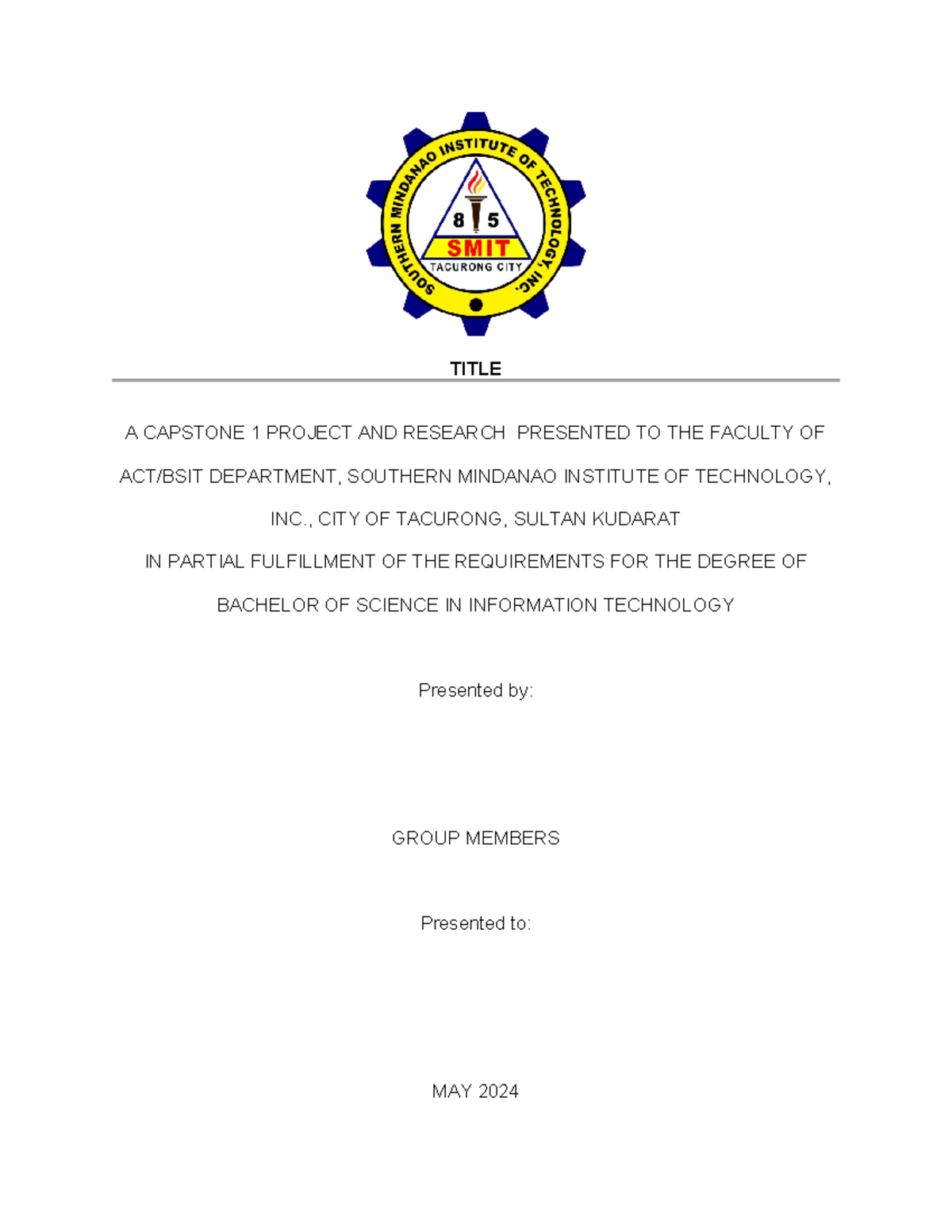 Title Page - Computer science - TITLE A CAPSTONE 1 PROJECT AND RESEARCH ...