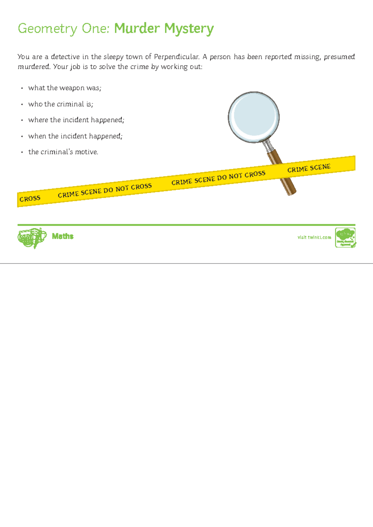 Geometry One - Murder Mystery Activity: Solve the Case with Shapes ...