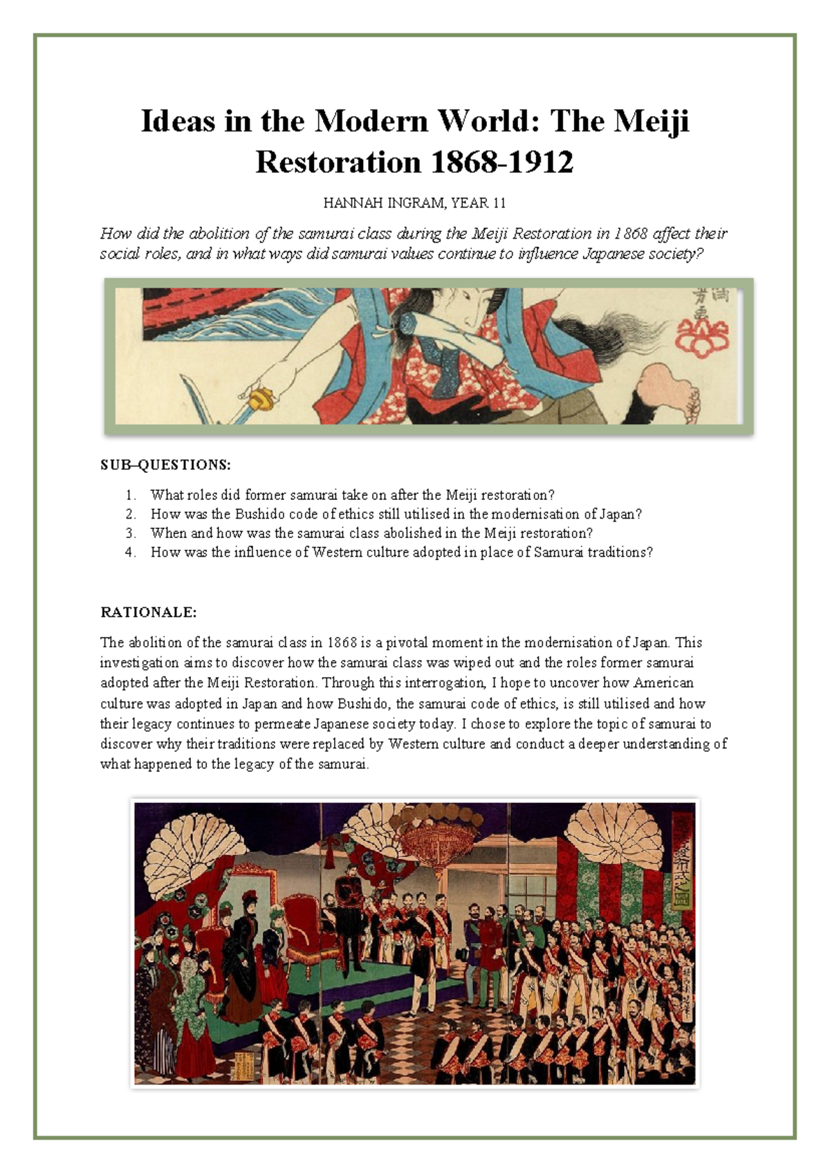 FIA2 Modern History: Impact of the Meiji Restoration on Samurai Roles ...