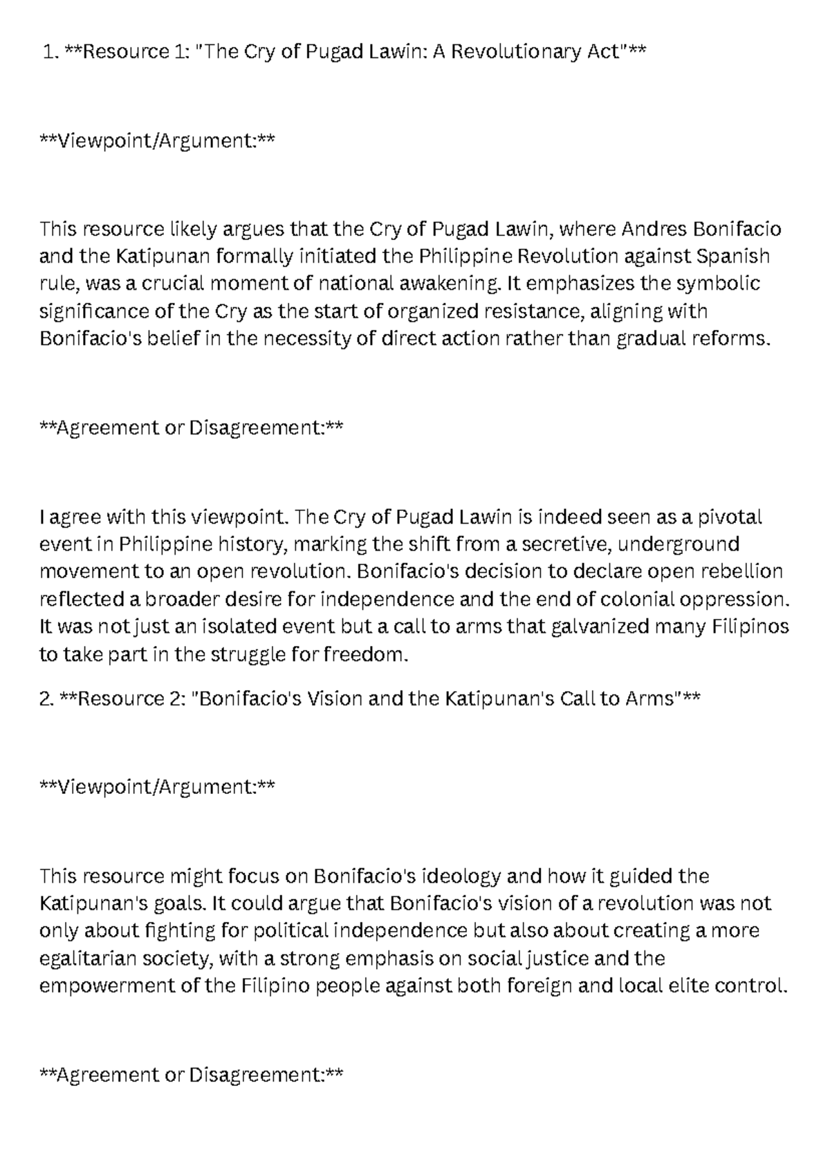 Katipunan’s Cry - Jose Rizal - Resource 1: "The Cry of Pugad Lawin: A ...