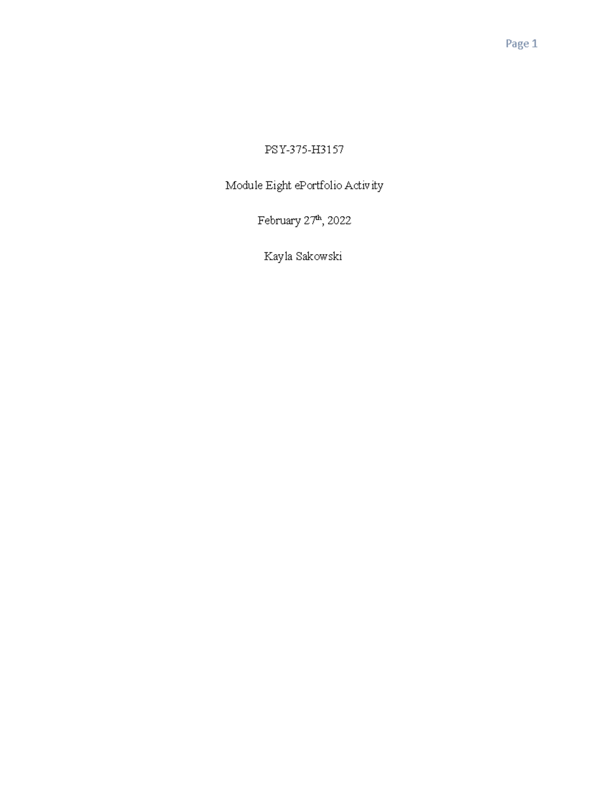 PSY-375-H Module 8 ePortfolio Activity Reflection and Artifacts - Studocu