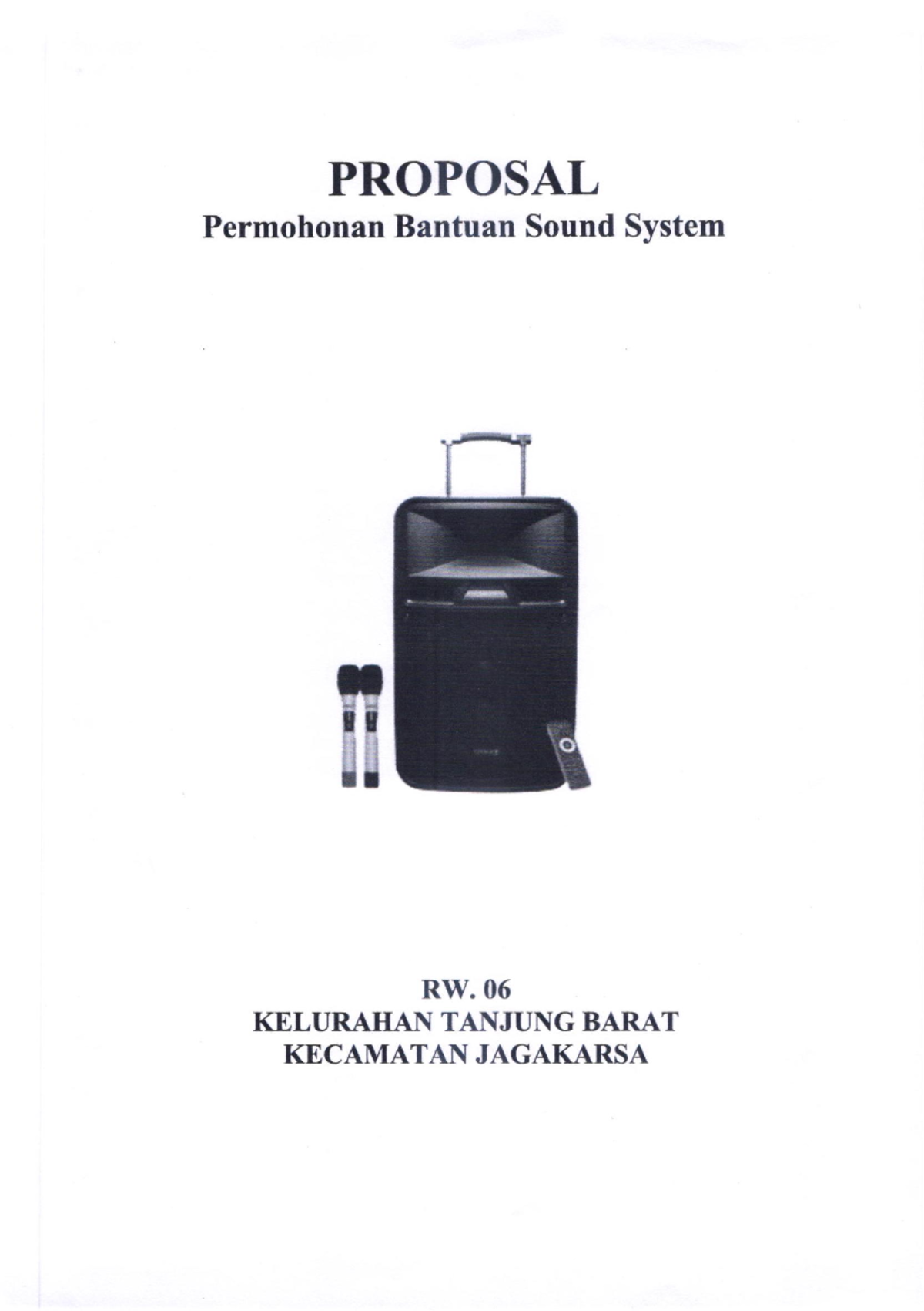 Proposal Bantuan Sound System RW 06 Kec. Jagakarsa - Studocu