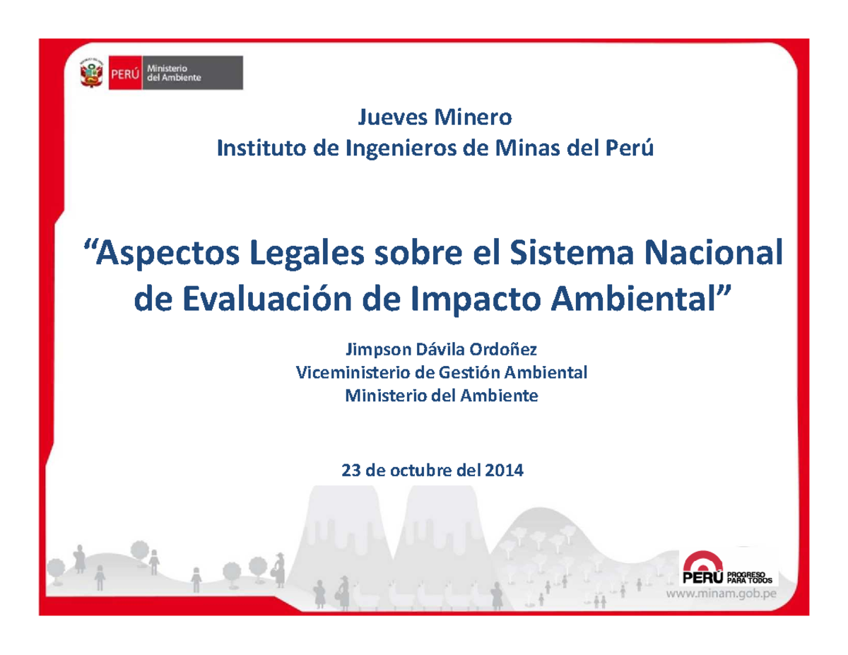 Aspectos Legales del SEIA en Perú: Evaluación de Impacto Ambiental ...