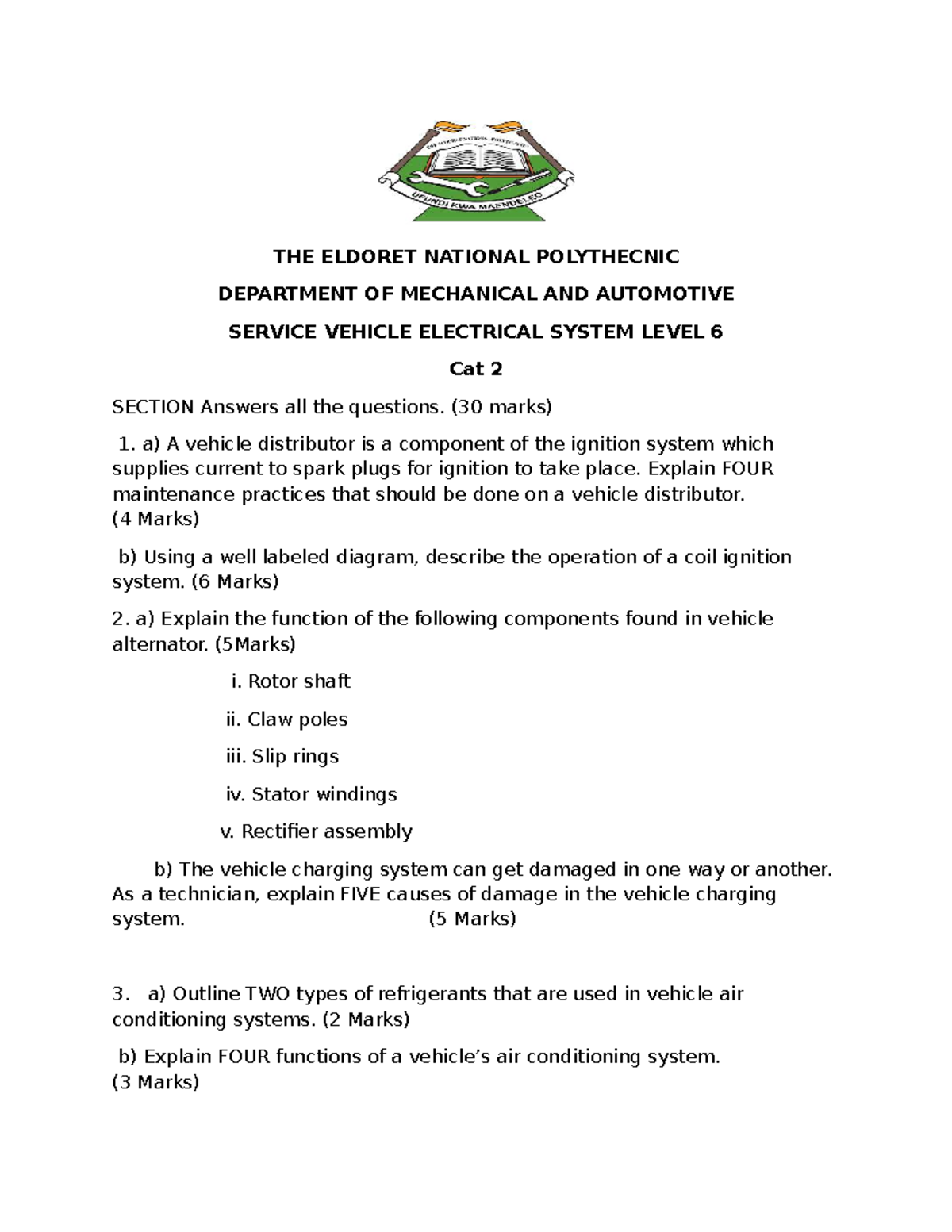 Electrical Systems Level 6 Cat 2 Revision Notes and Answers - Studocu