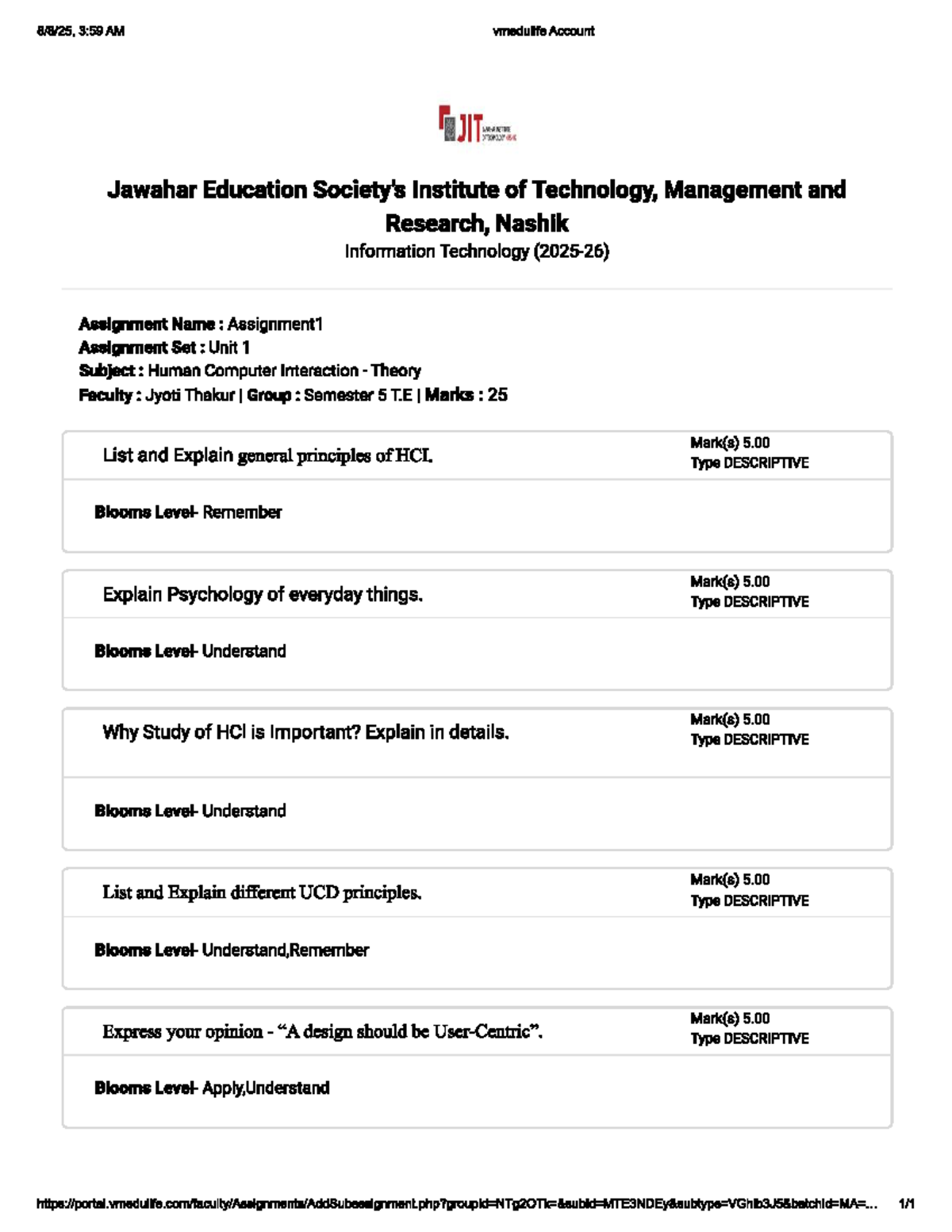 HCI 5th Sem Unit 1 Assignment - Principles & Importance of HCI - Studocu