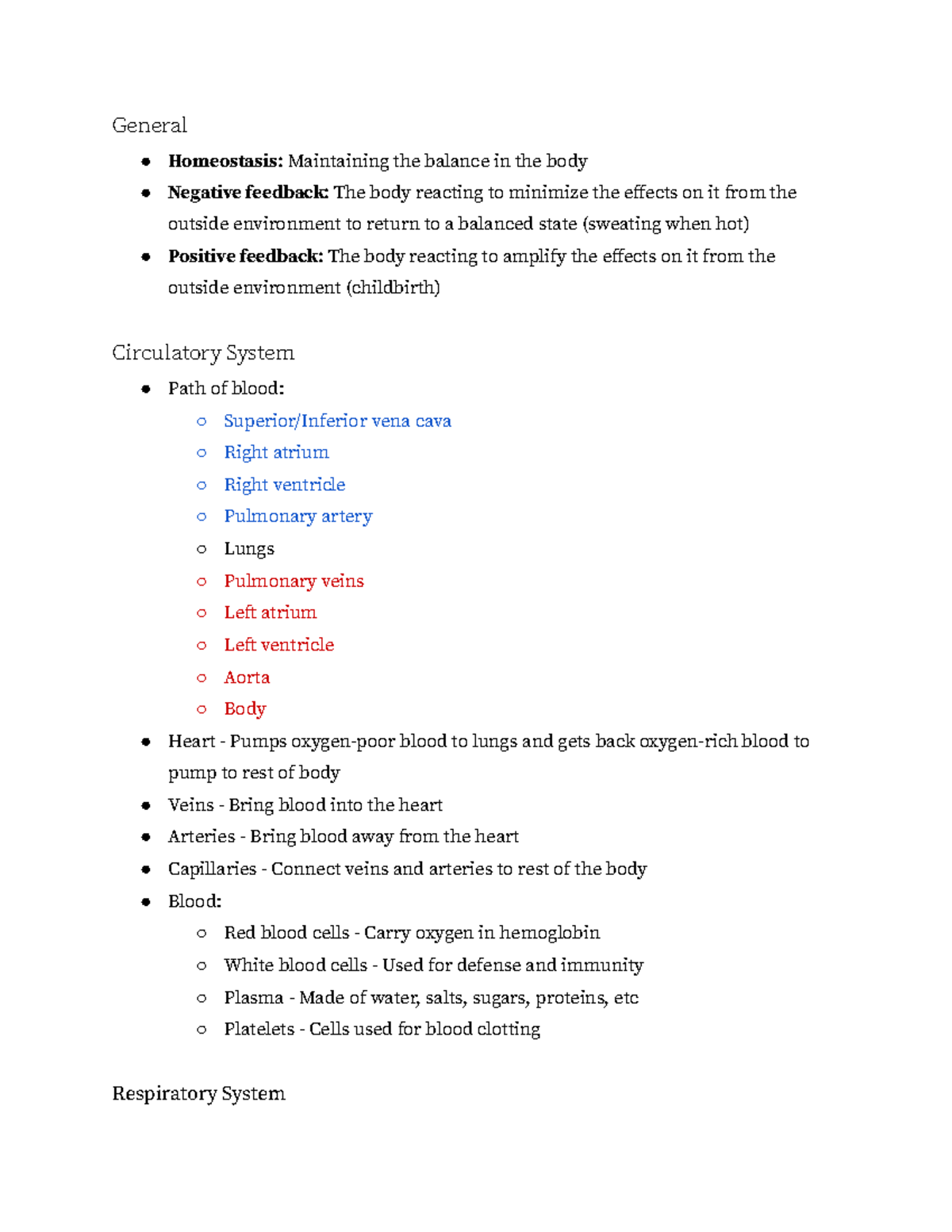 Biology Notes: Homeostasis & Body Systems Overview (BIO101) - Studocu