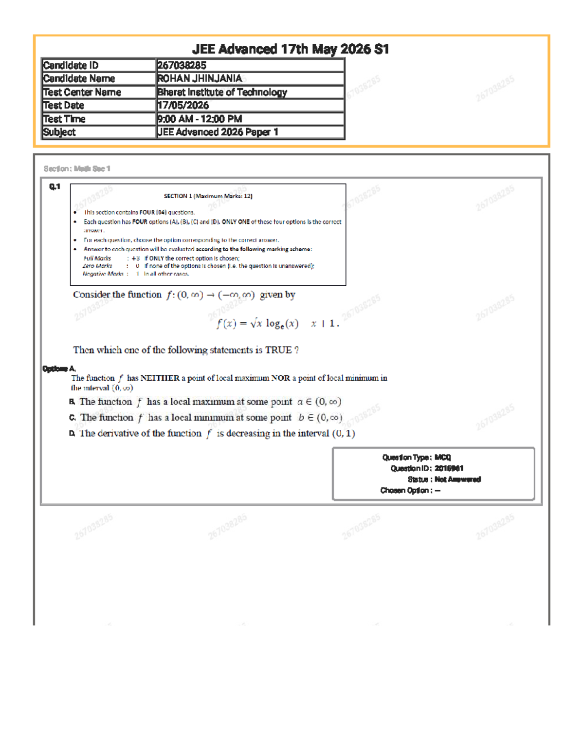 JEE Advanced 2026 Paper 1 & 2 Candidate Responses and Status - Studocu