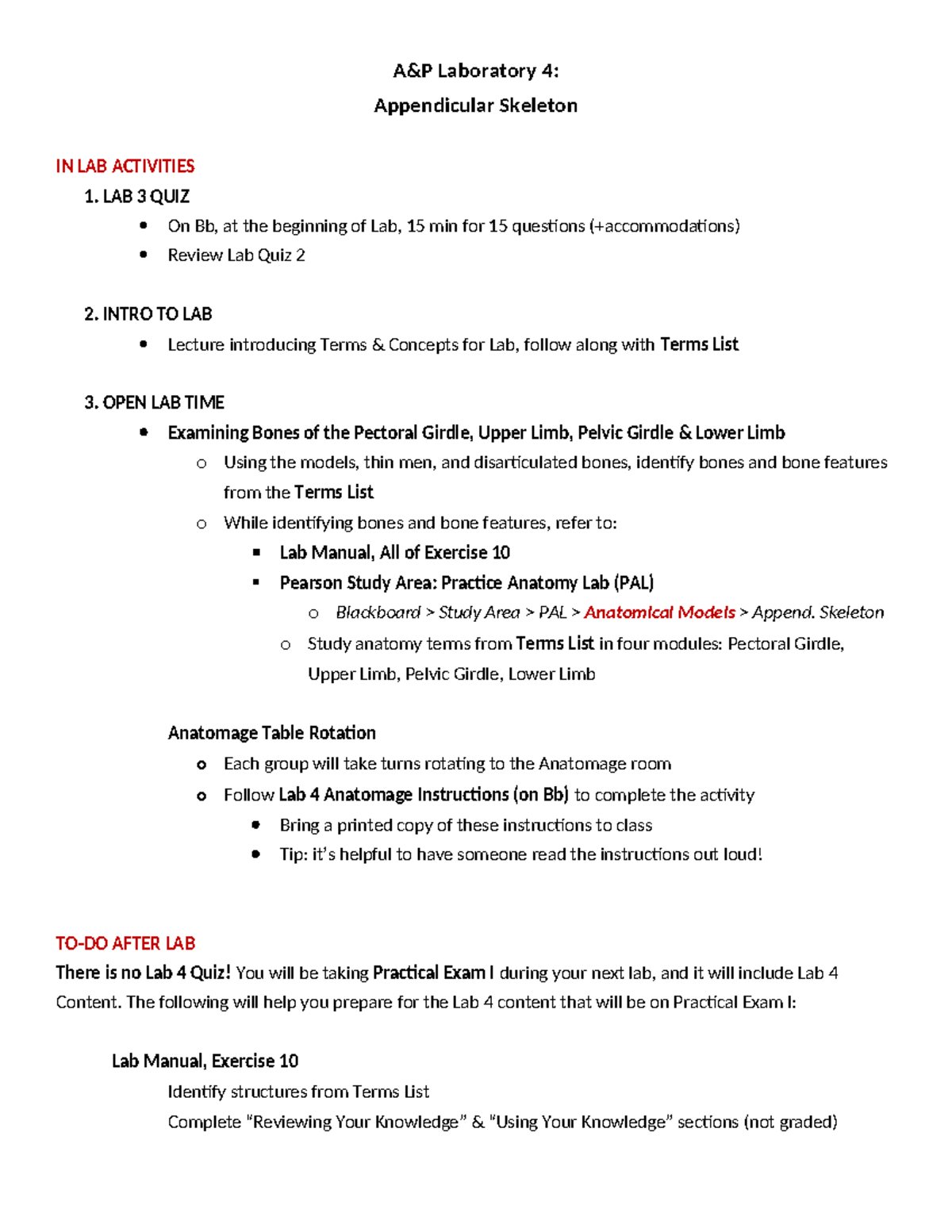 A&P Lab 4: Appendicular Skeleton Study Guide & Instructions - Studocu