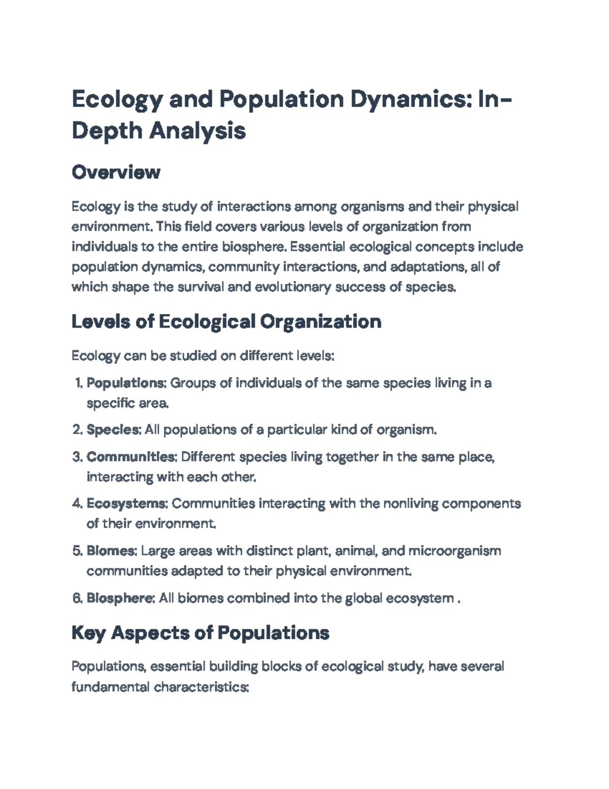Ecology and Population Dynamics: In-Depth Analysis and Insights ...