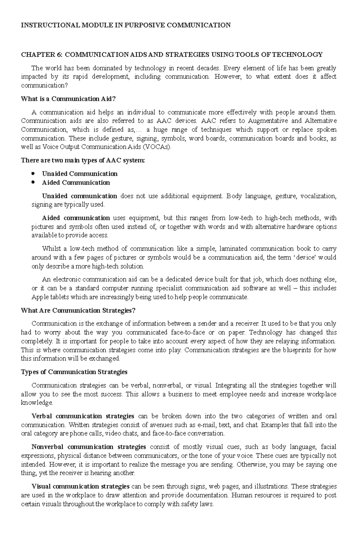 Chapter 6: Communication Aids & Strategies Using Tech Tools - Studocu