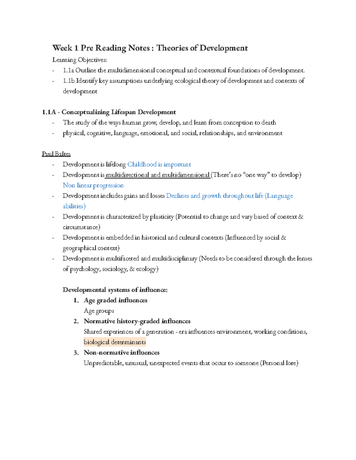 FMST W1 Lecture Notes: Theories of Development and Learning - Studocu