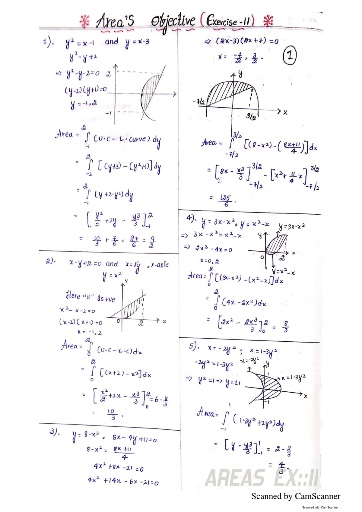 Areas Ex2 - Calculating Areas Under Curves and Shapes - Studocu
