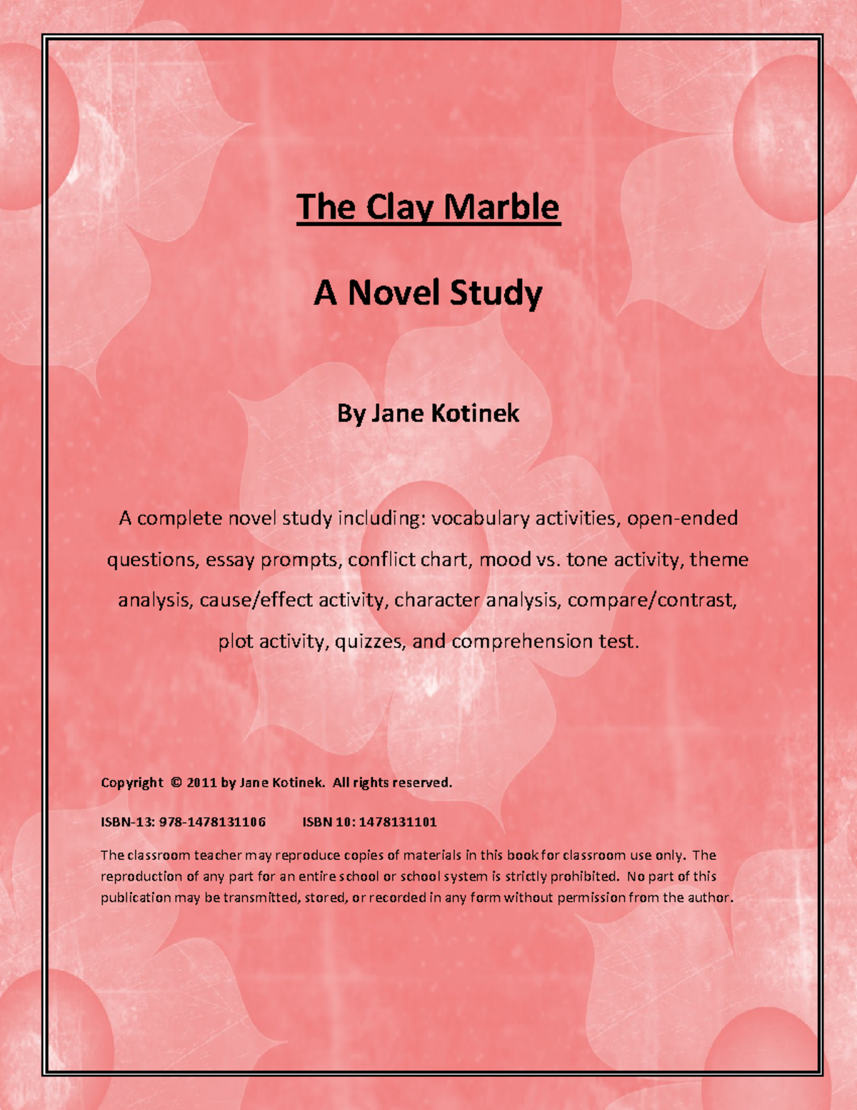 The Clay Marbleby Minfong Ho ANovel Studypagesvocabquizzes - The Clay ...