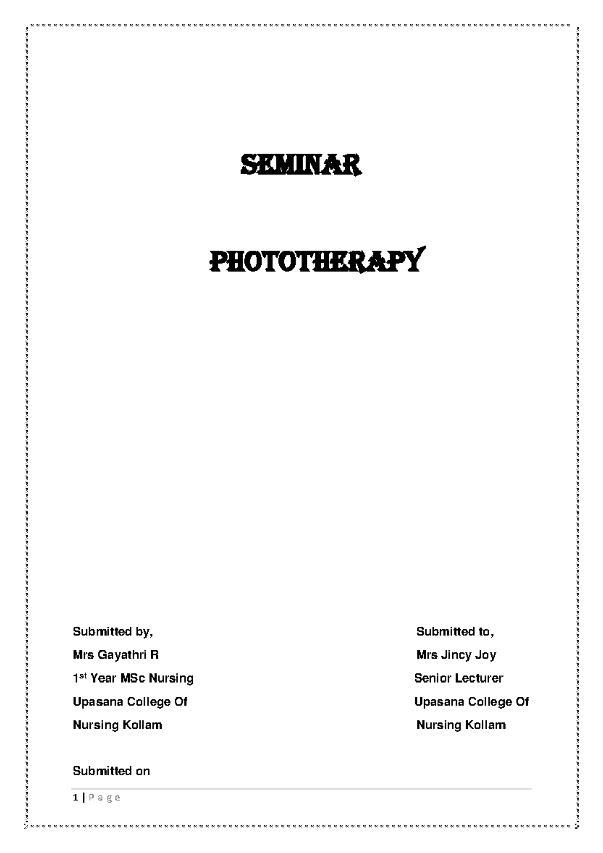 MSc Nursing Seminar: Phototherapy for Neonatal Jaundice - Studocu