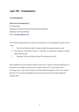 Econometrics I Questions and Answers - Econometrics I Questions and Answers Chapter 1 Explain ...