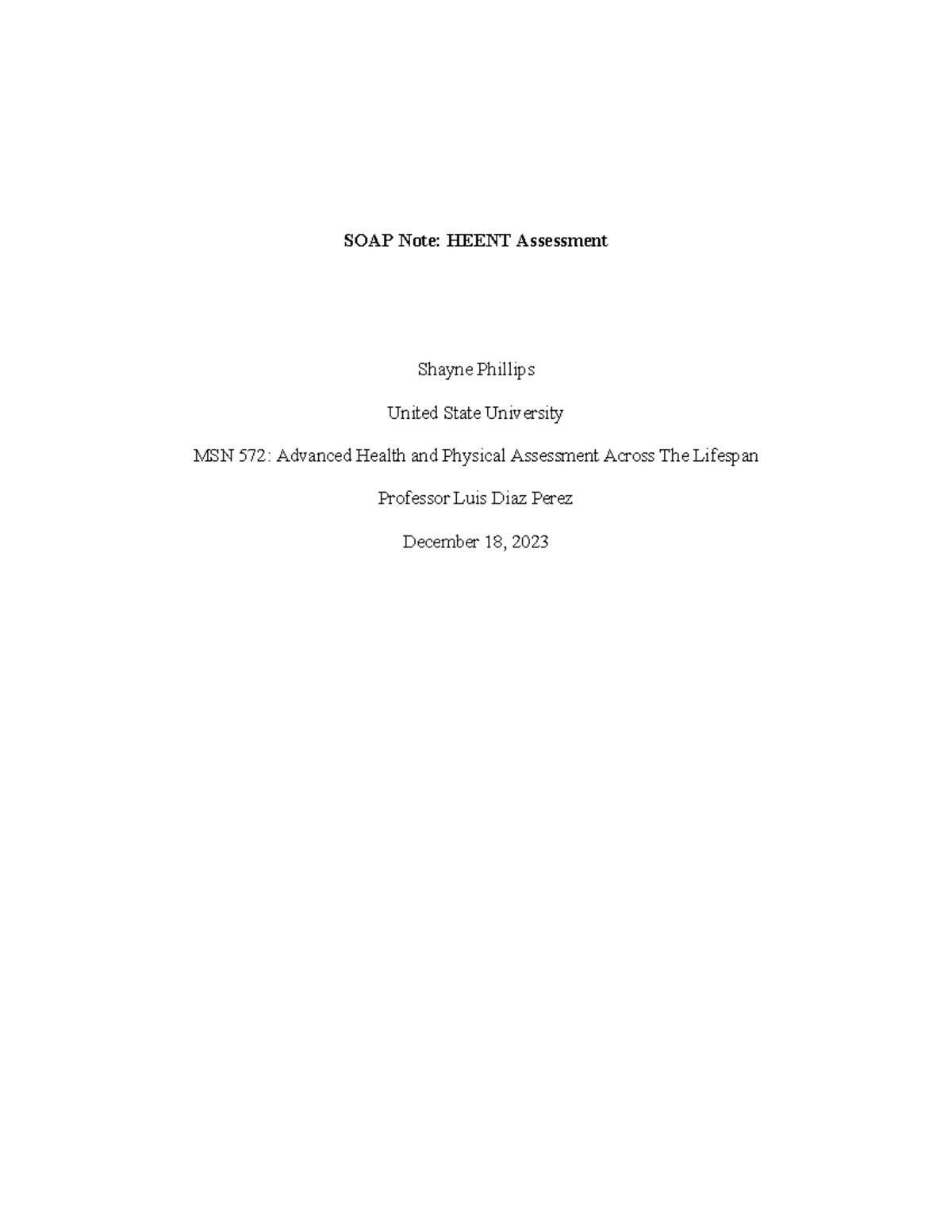 SOAP Note for Respiratory Assessment of Patient K.B. - Studocu